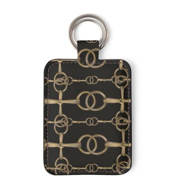 Black and Gold Leather Bit Motif Key Ring - EverythingEQ
